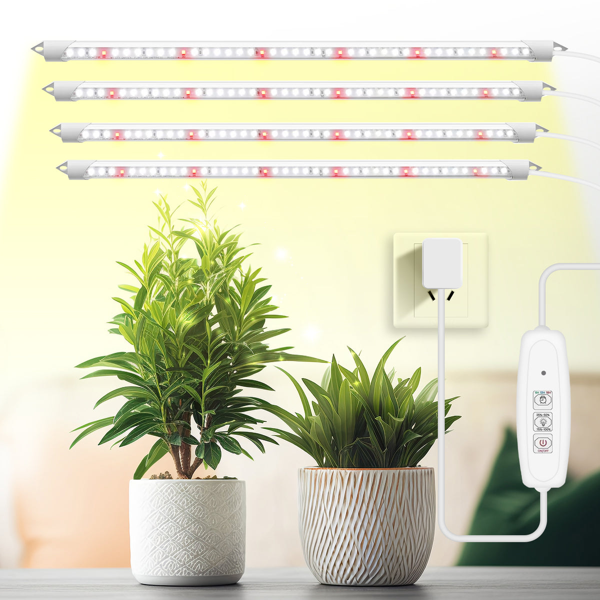 EASY GROW LED Grow Light Bars, Full Spectrum, 4 Pack with Timer and Co ...